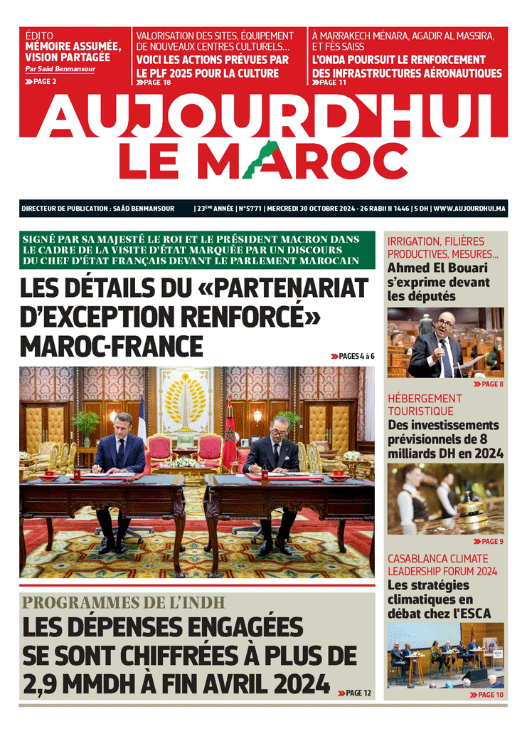 Journal électronique du Mercredi 30 Octobre 2024 – Aujourd'hui le Maroc